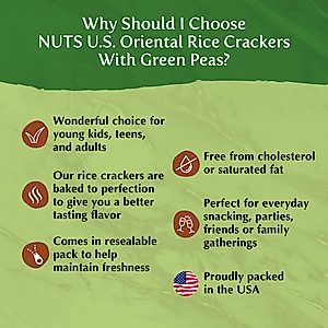 NUTS U.S. - Oriental Rice Crackers With Green Peas in Resealable Bag!!! (2 LBS)