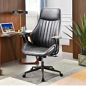 XIZZI Ergonomic Chair, Modern Computer Desk Chair,high Back Leathe Office Chair with Lumbar Support for Executive or Home Office (Gray-Black)