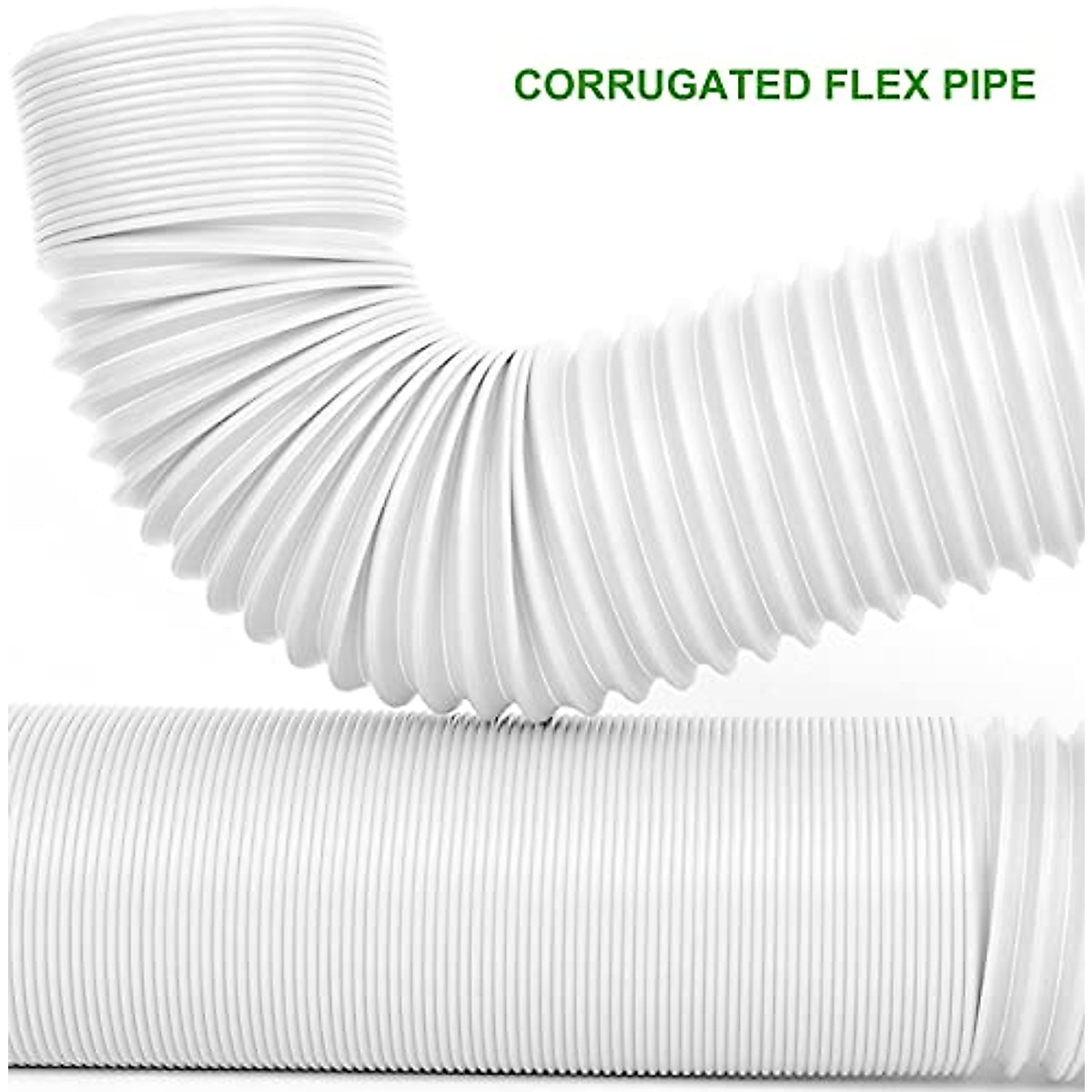 YOTODY 2 Pack Rain Gutter Downspout Extensions Flexible,Drain Downspout Extender Connector 21"-60",Screws for Included,White