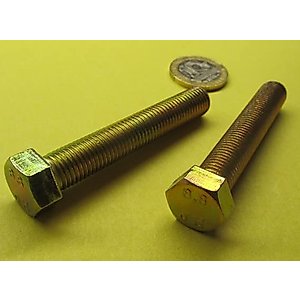Class 8.8 Yellow Zinc Steel Bolts FT M8 x 1.25 mm x 60 mm Long 5 pcs