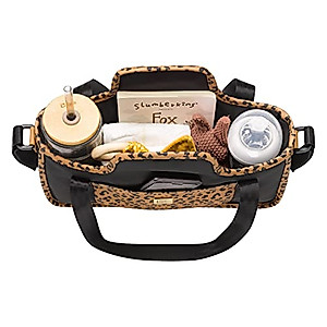 Petunia Pickle Bottom Wander Stroller Caddy | Perfect Baby Caddy to Keep Everything Organized | Multiple Carry Positions | Fits Most Strollers - Leopard Leatherette