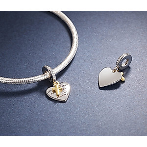 Love Heart Charm Fit for Pandora Charms Bracelet Christian Bible Verse Cross Charm Prayer Faith Religious Jewelry Gifts for Women 19