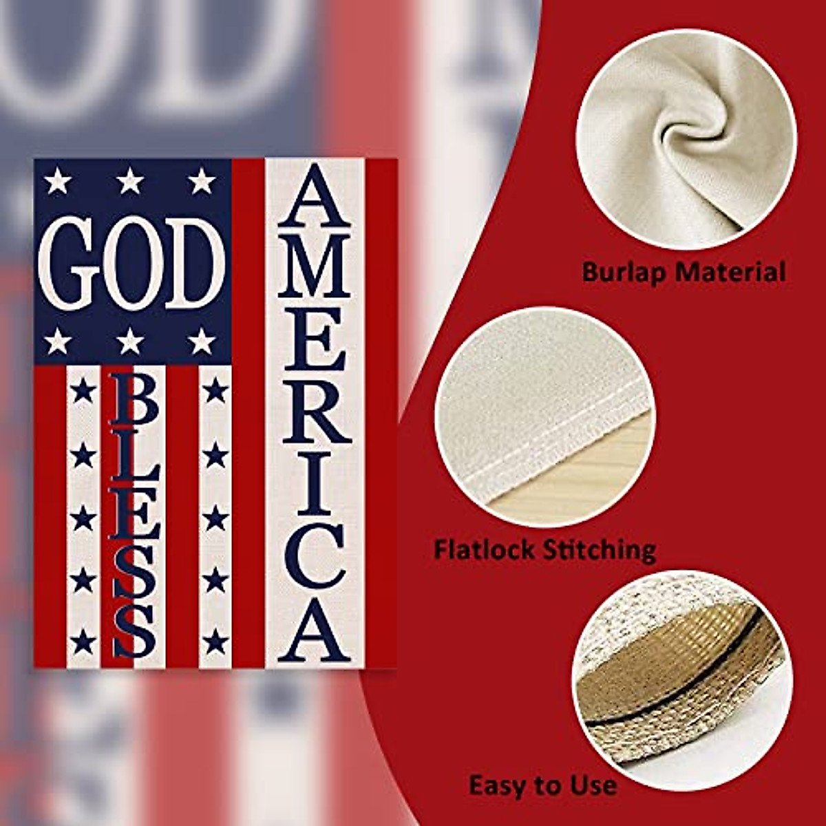 Covido God Bless America 4th of July Patriotic Garden Flag, Home Decorative American Memorial Day Yard USA Star Stripes Outside Decoration, Spring Summer Seasonal Outdoor Small Decor 12 x 18