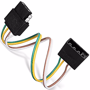 AUTOMAJOR 4 Pin Trailer Light Wire Harness Extension 1ft - 18AWG Cooper Core Wire with Male and Female PVC Plug - Replacement for All Types Trailer Boat RV Track Snowmobile Watercraft