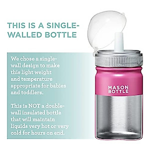 Mason Bottle Stainless Steel Mason Bottle Straw Cup, Light-Weight, Single-Wall - Includes 1 Stainless Steel Mason Jar, 1 Ring & Cap, 1 Straw Top (Green)