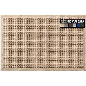 Gorilla Grip Ultra Absorbent Moisture Guard Doormat, Absorbs Up to 1.7 Cups of Water, Stain and Fade Resistant, Spiked Rubber Backing, All Weather Mats Capture Dirt, Indoor Outdoor, 29x17, Beige