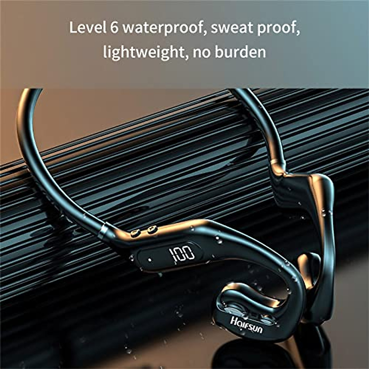 Upgrade HiFi ANC Wireless Bones-Conduction Headphone Bluetooth 5.3 Bone-Drive Headset Ipx6 Waterproof,Stereo Earphone Sport Compatible with iOS and Android for Sports Gym (Black)