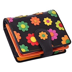 Visconti Sunshine DS-80 Womens Floral Multi Colored Bifold Wallet - Black Multi