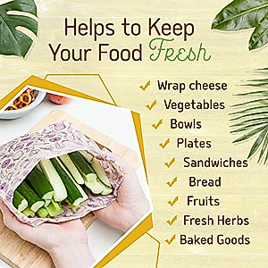 SUPERBEE Beeswax Wrap bag, Reusable Beeswax Wrap for Food, Wrap bag, Reusable Bees Wrap Paper for Wrapping Vegetables, Sandwich Wrapping Paper, Bag size Small, Cling Film Wrap - 7x7x2 inch