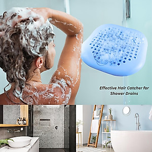 Elegaro Silicone Drain Hair Catcher with Suction Cup Hair Stopper for Shower Bathtub Kitchen Sink Pack of 2 Blue, Sky Blue
