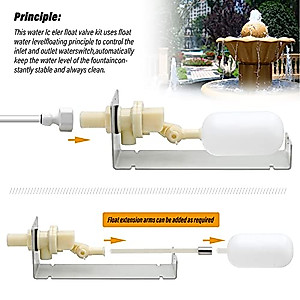 PAMUNULA Water Fountain Auto Fill System AutoFill Water Level Kit, 1/4 Inch Tube with Adjustable Arm for Outdoor Fountain Pond Aquariums Aquaculture