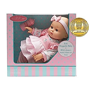 Madame Alexander 14-Inch Baby Cuddles Doll with Bottle, Pink Floral, Light Skin Tone
