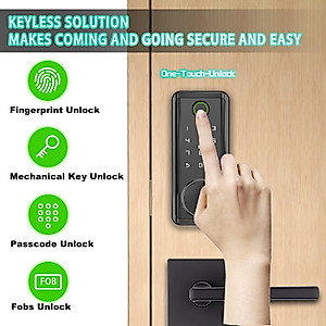 Stylrtop Fingerprint Deadbolt Lock with Glass Touchscreen Keypad,No-WiFi-Access, Keyless Electronic Biometric Lock for Entry Door (Satin Nickel)