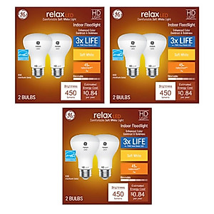 GE Relax 6-Pack R20 45-Watt Equivalent Soft White Dimmable LED Light Fixture Light Bulbs