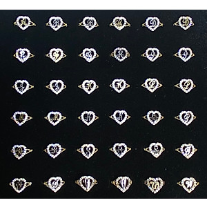 12 MM LONG LADIES TWO TONE HEART INITIAL CURSIVE ALPHABET LETTER RING REAL 10K YELLOW GOLD 4009 (J)