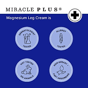 Miracle Plus Magnesium Cream For Leg Relief | Magnesium Lotion Calming Leg Cream Herbal Moisturizer Topical Body Butter Soothes + Calms Sensations, Itching, & Shaking, 8 Oz