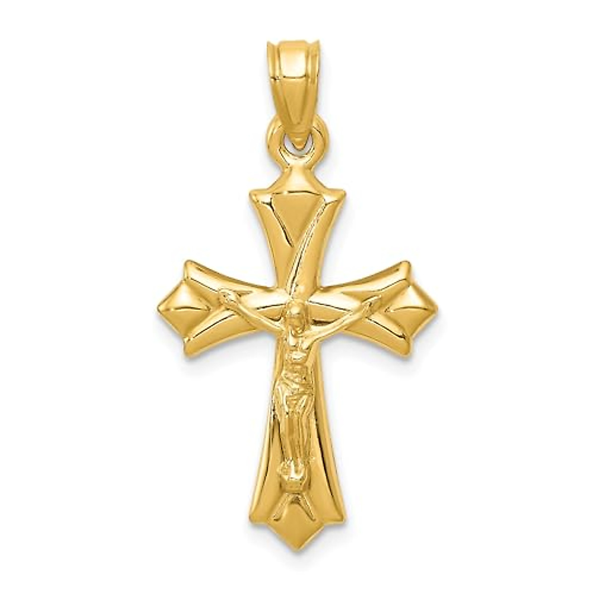 IceCarats 14K Yellow Gold Reversible Lord Jesus Christ Crucifix Holy Cross Necklace Religious Pendant Charm Only