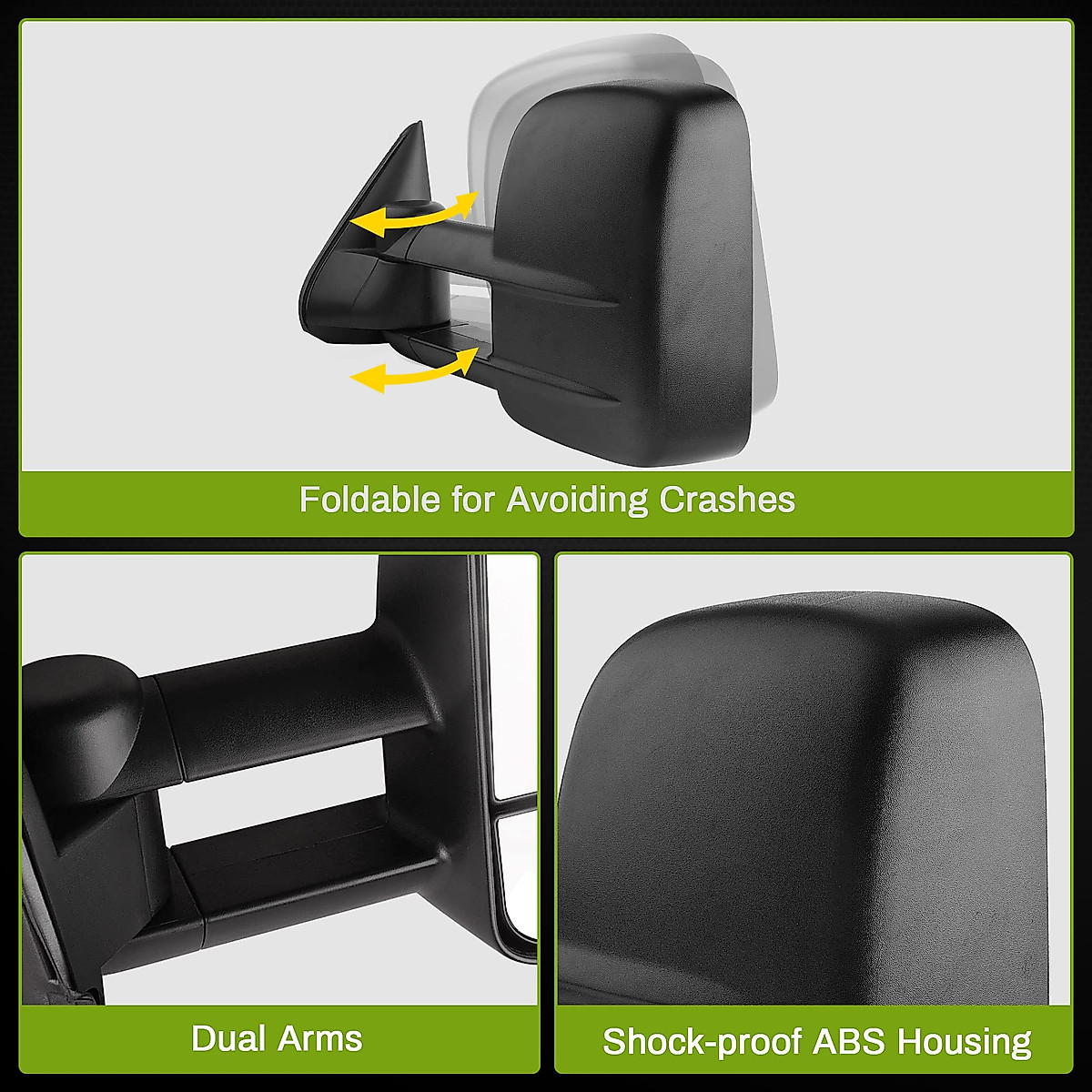 AUTOSAVER88 Manual Telescoping Towing Mirrors Compatible with 1999-2007 Chevy Silverado GMC Sierra 1500 2500 3500 (07 Classic Models ONLY), Side Tow Mirror for 2000-2006 Suburban Tahoe Yukon Truck