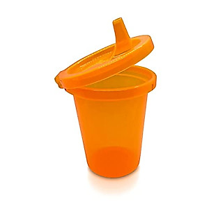EJA Designs Sippy Cup for 1 Year Old and Toddlers with Attached Lid - Spill Proof, Stackable, Dishwasher Safe - 10 Oz, 4 Count - Never Lose a Lid Again - Baby Sippy Cups (Blue & Orange)