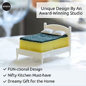 OTOTO Clean Dreams Kitchen Sponge Holder - Plastic Dish Sponge Holder for Kitchen Sink, Fits Any Standard Size Scrubby - Kitchen Sink Organizer, Decor, and Unique Gift Idea - Sponge Included