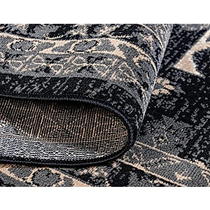 Rugs.com Heris Collection Rug – 9' x 12' Black Medium Rug Perfect for Living Rooms, Large Dining Rooms, Open Floorplans