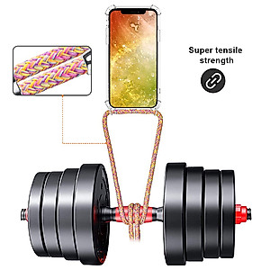 YESPURE for iPhone XR Case Clear Neck Hanging Adjustable Shoulder Lanyard Crossbody Phone Cover Women Girls Soft TPU Slim Protective Strap Mobile Case for iPhone XR - Rainbow