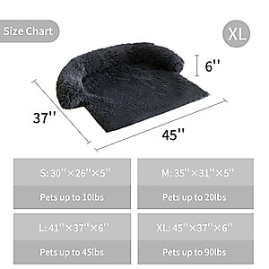 WELLYELO Dog Couch Bed 45In Extra Large Calming Dog Beds Sofa Protector Couch Beds for Large, Extra Dogs Fluffy Plush Dog Mats for Furniture Protector with Washable Cover (45x37x6, Gray)