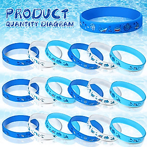 Suilung 24 Pcs Shark Party Favors Shark Bracelet for Kids Shark Silicone Rubber Wristbands Ocean Under The Sea Themed Party Gifts for Boys Girls Baby Shower Shark Birthday Party Supplies