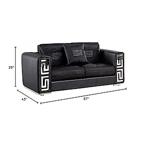 American Eagle Furniture AE223 Black Color with Faux Leather and Fabric Loveseat