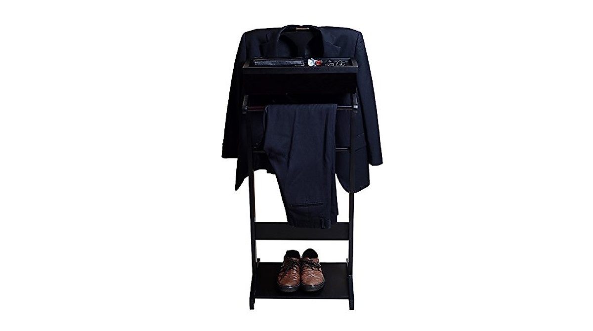 GLS Black Wood Suit Valet Stand for Men - Perfect Gift