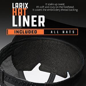 LARIX Light Blue Hat, Tamarack Mountain, No Sweat Liner, Trucker Hats for Men