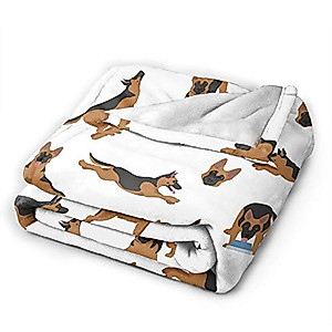 Belgala Blanket German Shepherd Dogs Poses Flannel Fleece Throw Blankets for Baby Kids Men Women,Soft Warm Blankets Queen Size and Throws for Couch Bed Travel Sofa 80inchX60inch,Black