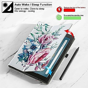COOWPS Case for All-New Amazon Fire HD 10 Tablet (13th/11th Generation, 2023/2021 Release) 10.1" - Slim Folding Stand Cover with Auto Wake/Sleep, Hand Strap & Stylus Pen Holder, Peony