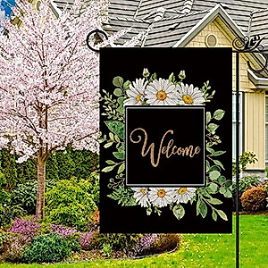 Spring Garden Flag Welcome Daisy Flowers Vertical Double Sided Seasonal Farmhouse Yard Outdoor Decor 12.5x18 Inch