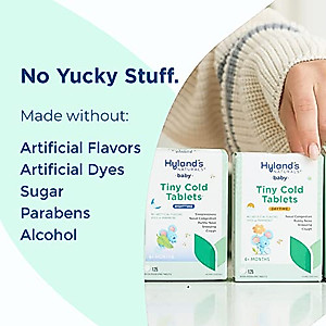 Hyland's Infant and Baby Cold Medicine, Naturals Baby Tiny Cold Tablets, Day & Night Value Pack, Decongestant and Cough Relief, 250 Quick-Dissolving Tablets