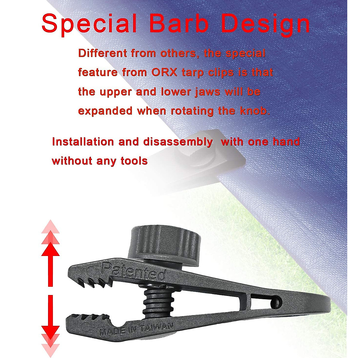 ORXPLUS TOOLS 4pcs Tarp Clips Tent Clips Awning Clamp Set Tent Clamps for Camping Canopies, Car Cover, Winter Boat Cover, Pool Cover, Sun Shade