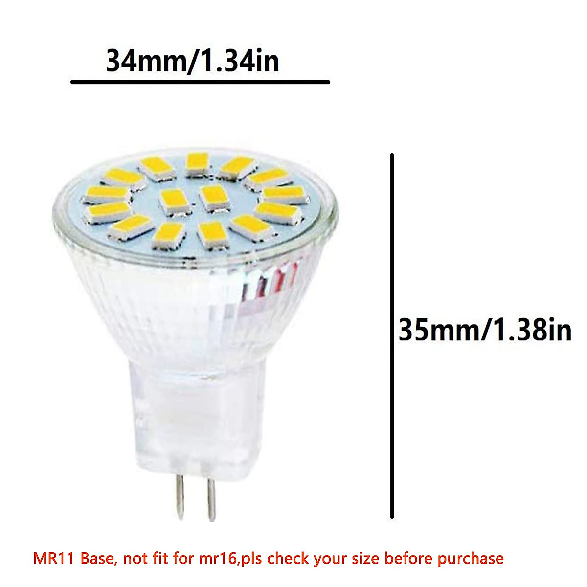 Lxcom Lighting LED MR11 Light Bulb 6 Pack 5W LED Flood Light 40W Halogen Replacement GU4 Bi-Pin Base Warm White 3000K MR11 Spotlight AC/DC12V for Landscape Recessed Track Lighting