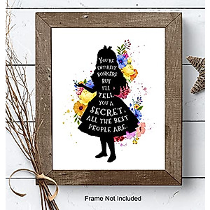 Alice Wonderland Decor, Gift decoration Poster - Cute Inspiration Wall Art - Floral Shabby chic Gift - Home Decor for Living room Home Office Girl Room Woman Bedroom - Family Wall Art UNFRAMED 8X10