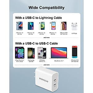 USB C Wall Charger 40W, 3Pack Dual Port USB-C Charger Block PD Power Adapter Type C Fast Charging Plug Cube Box for iPhone 14/13/12/11/Pro Max/X, Apple Watch, iPad, AirPods, Galaxy, Google Pixel 7/6