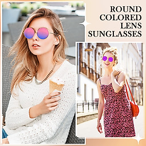 Kanayu 50pairs Round Hippie Sunglasses Packs Circle Colored Lens Sunglasses Retro 60s 70s Style Glasses Eyewear for Women Men (Bright Colors)