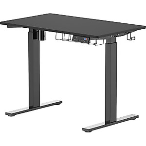 SHW 40-Inch Electric Height Adjustable Standing Desk with Memory Preset and Cable Management Tray, Black