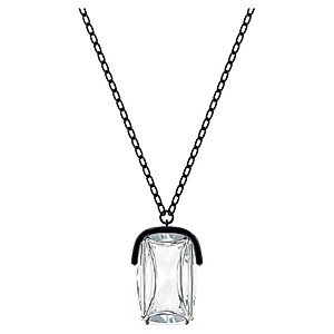 SWAROVSKI Harmonia Pendant Necklace, Large Clear Cushion-Cut Crystal with a Long Mixed Metal Chain, Part of The Harmonia Collection