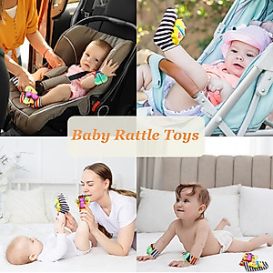 Majobee Baby Wrist Rattles Toys & Foot Finder Socks Set Baby Boy Girl Gifts Newborn Soft Sensory Toys Infant Socks 0-6 to 12 Months,Baby Toys 3-6 Months Toddler Educational Learning Development Toys