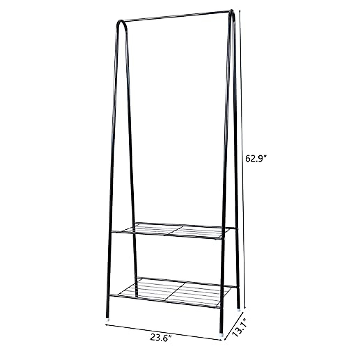 GOODSILO 2 Tier Shoe Rack Organizer With Clothing Racks For Hanging Clothes Portable Standing Closet Shoes and Clothes Rack for Bedroom, Apartment, Home, Office, Dorm 62 Inch Tall Black