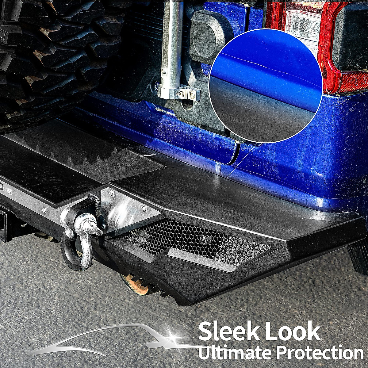 OEDRO Rear Bumper w/Tire Carrier Compatible for 2018-2025 Jeep Wrangler JL & Unlimited JLU (2/4 Doors), Full Width Back Bumper w/Hitch Receiver & D-Rings & Reflective Armor