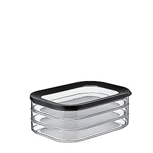 Mepal Meat Fridge Storage Containers 3 Layers - Container with Lid for Meat - Fridge Storage Box - Suitable for Storing Bacon & Meat Products - 3 Separate Fridge Storage Boxes - 3 x 550 ml - Black