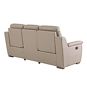 Blackjack Furniture Walker Leather Match Upholstered Reclining Living Room Sofa, Beige