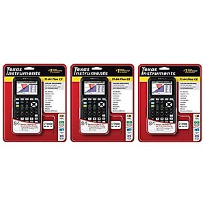 Texas Instruments TI-84 Plus CE Graphing Calculator, Black, Pack 3