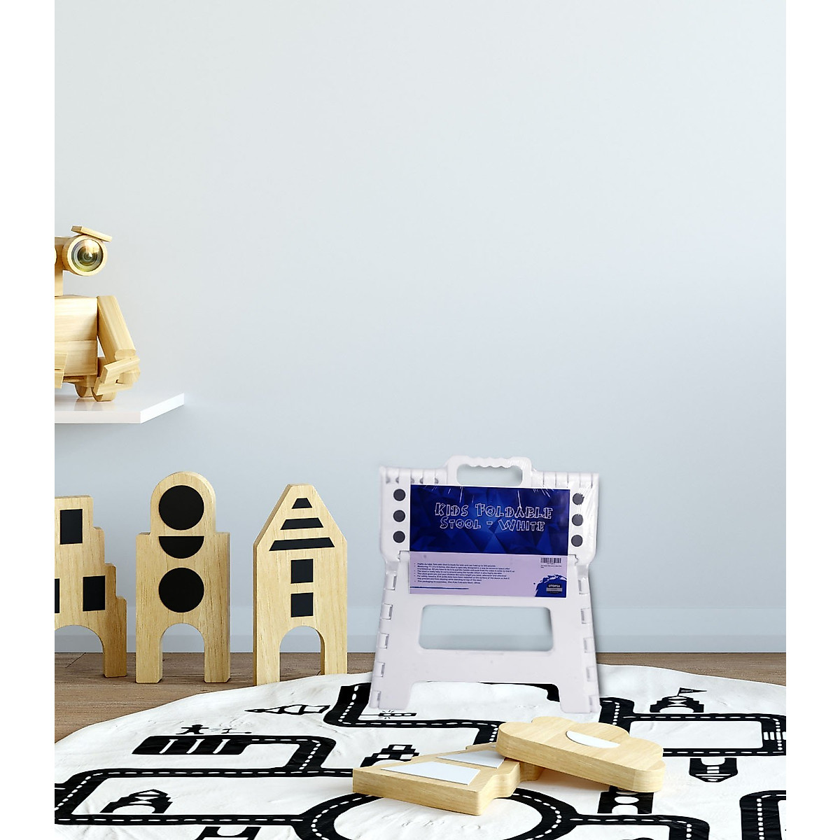 Utopia Home Folding Step Stool - (Pack of 1) Foot Stool with 9 Inch Height - Holds Up to 300 lbs - Lightweight Plastic Foldable Step Stool for Kids, Kitchen, Bathroom & Living Room (White)