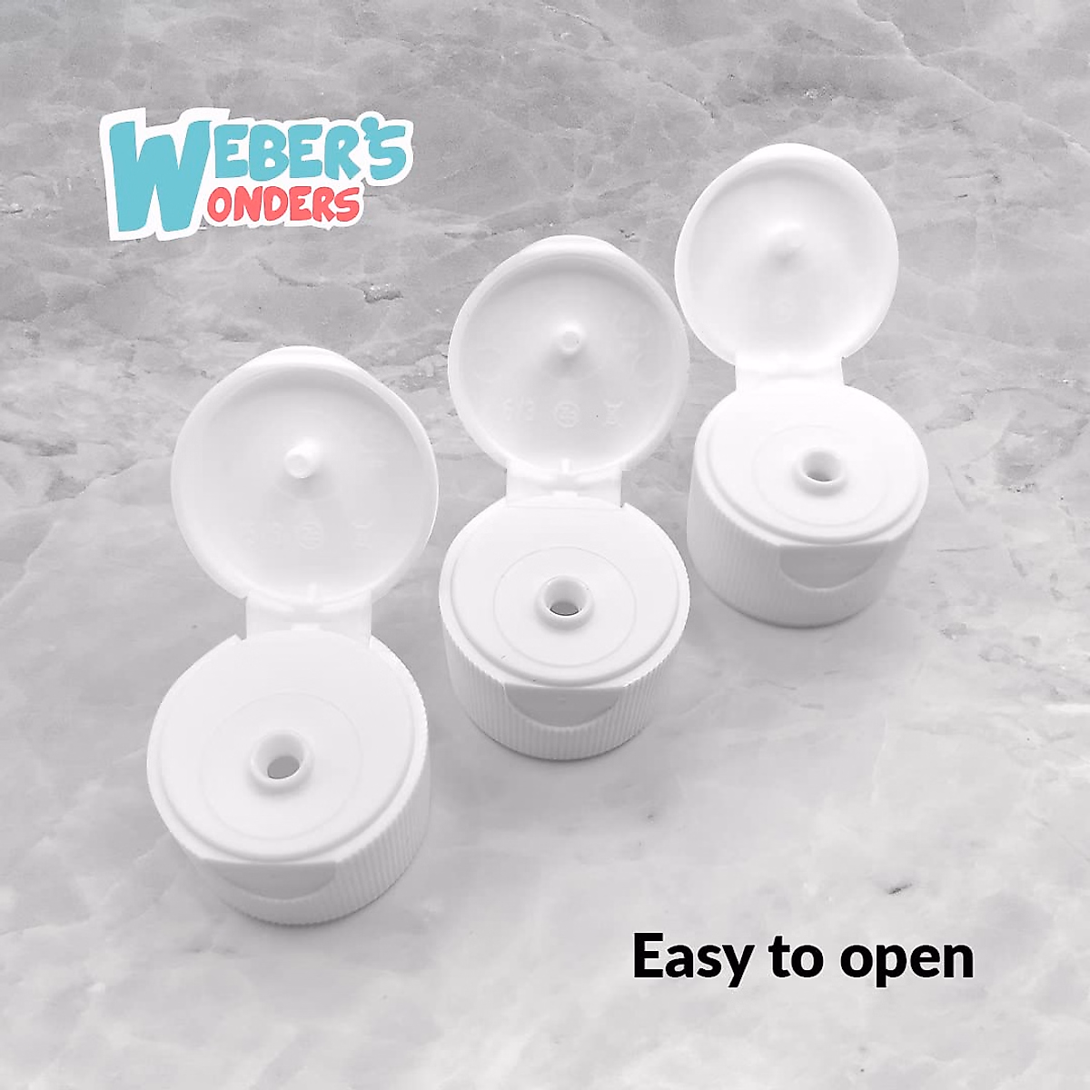 24/410 White Replacement Flip-Top Dispensing Caps - For Squeeze Bottles - Neck Diameter 24mm (12)